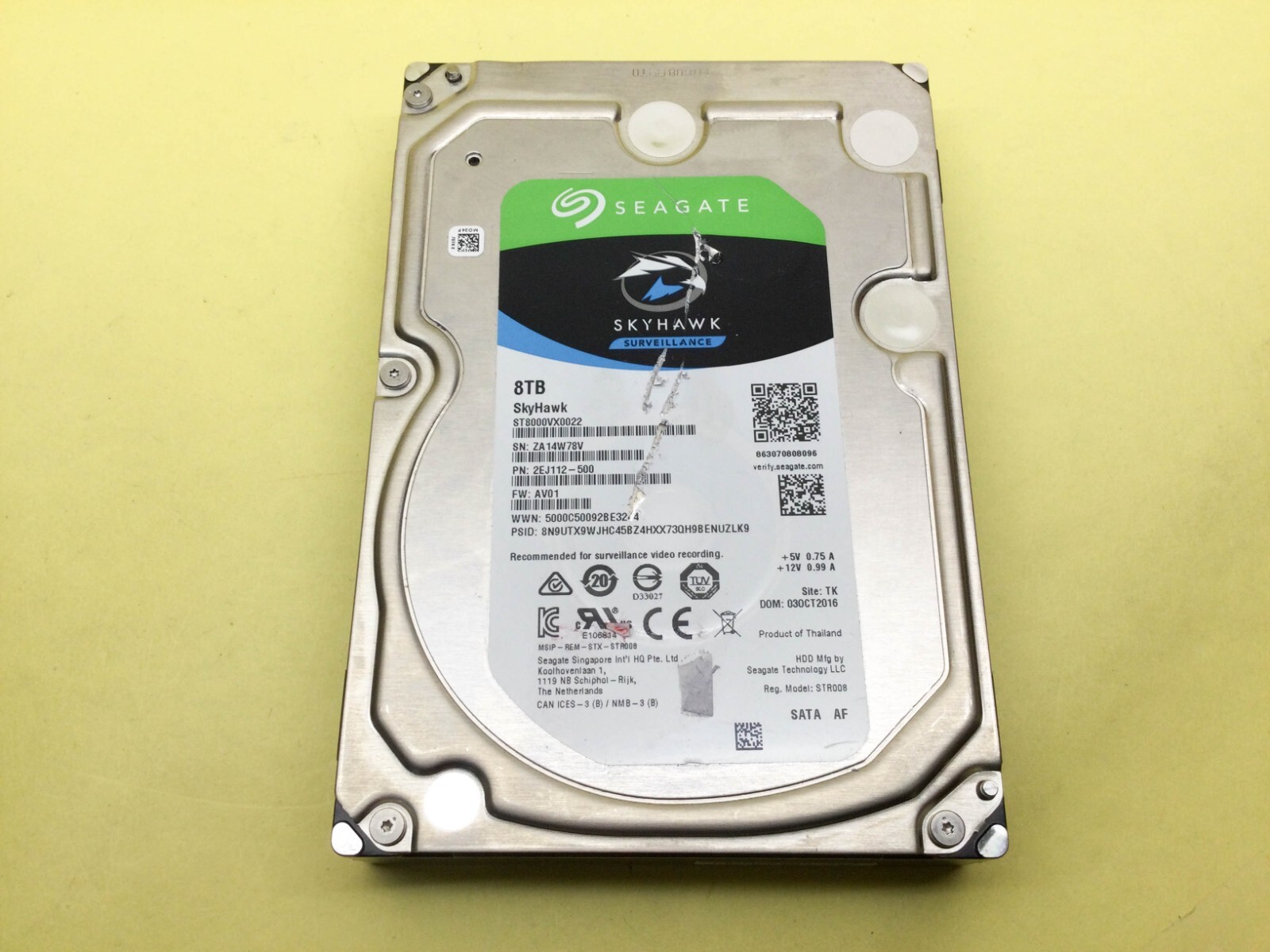 Seagate Skyhawk 8TB 7.2K SATA 6Gb/s 3.5" Surveillance HDD ST8000VX0022 ...
