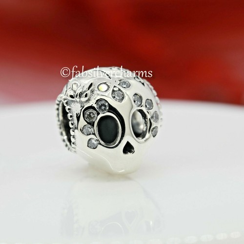 New SPARKLING SKULL Authentic Pandora Halloween Skeleton Charm 797866CZ ...
