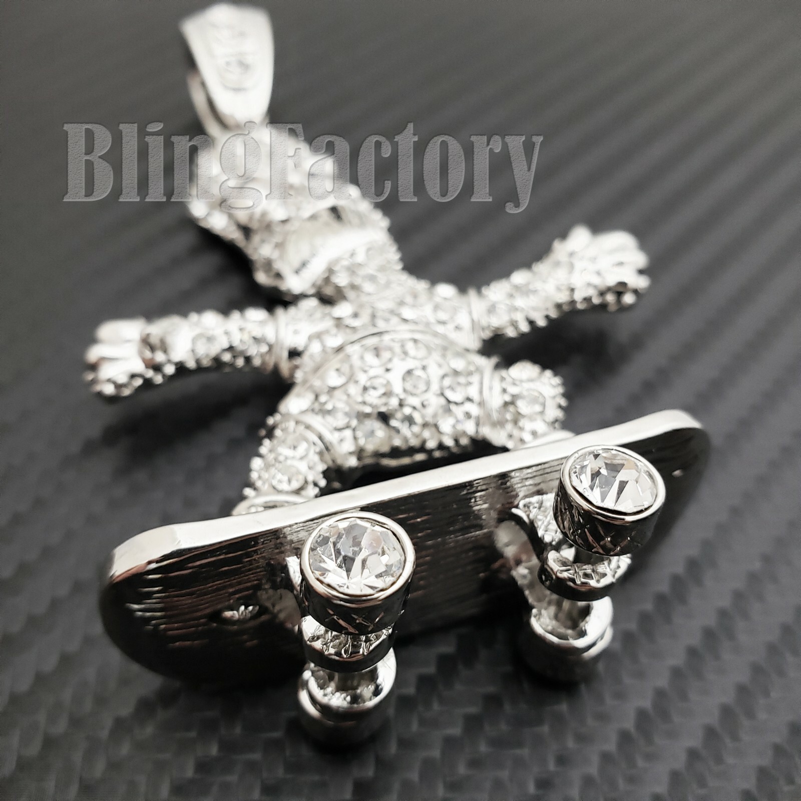 Hip Hop Simpsons Skateboard pendant & 20" Iced Cuban Choker Chain Bling ...