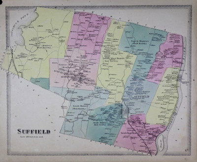 Rare 1869 Plat Map ~ SUFFIELD, CONNECTICUT - CONGAMUCK POND (14x17)-#15 ...