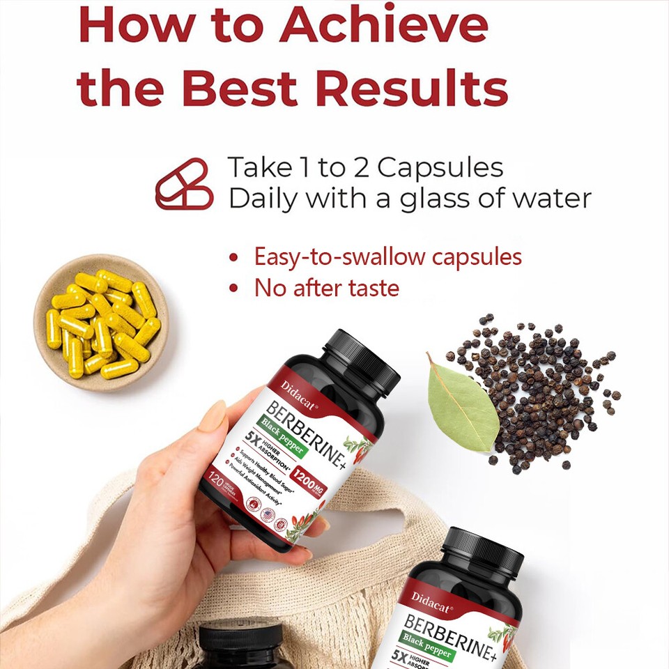 Berberine Supplement 1200mg per Serving - High Absorption Heart Health ...