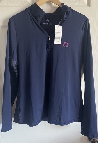 RENWICK Golf 1/4 Zip Top Womens L Sun Shirt Mock Neck Long Sleeve Navy ...