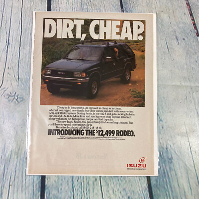1991 Isuzu Rodeo SUV Car Vintage Print Ad/Poster Promo Art Magazine ...