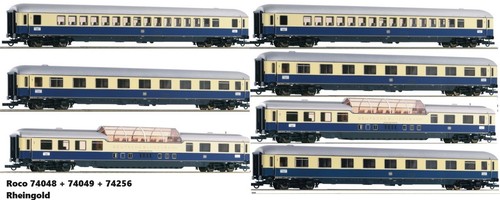 ROCO 74048 + 74049 + 74256 Rheingold DB Era 3 Free Axles For Märklin | eBay