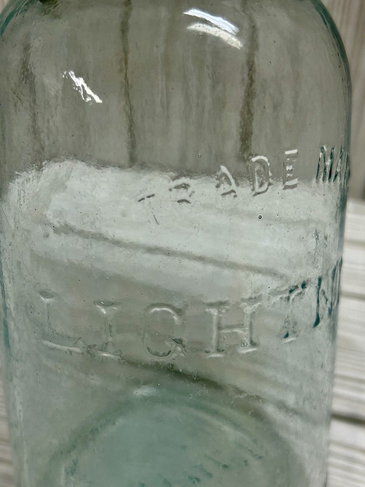 Putnam Lightning Fruit Canning Jar Aqua Glass Lid Wire Bail 1 Qt 4 cup ...