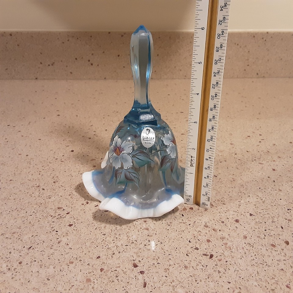 Fenton Art Glass Misty Blue w/ Snow Crest Bell Flowers - SUE JACKSON ...