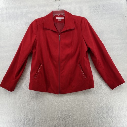 Allison Daley Women's 12 Long Sleeve Jacket Red Full Zip Lined ...