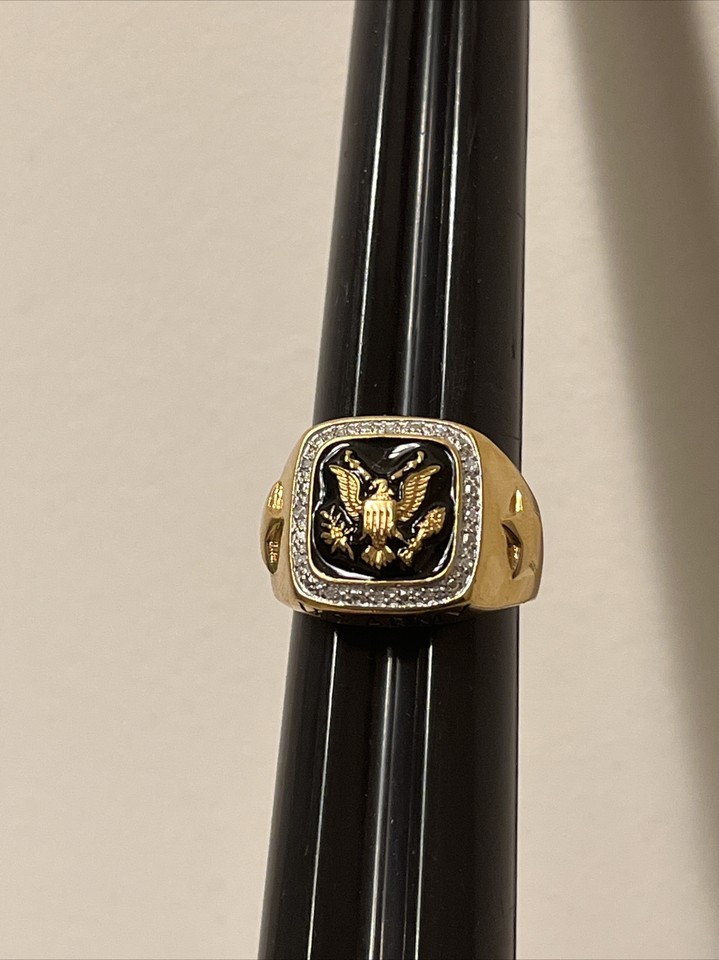 Danbury mint US military army veteran rings 14k GOLD PLATED W/Diamonds ...