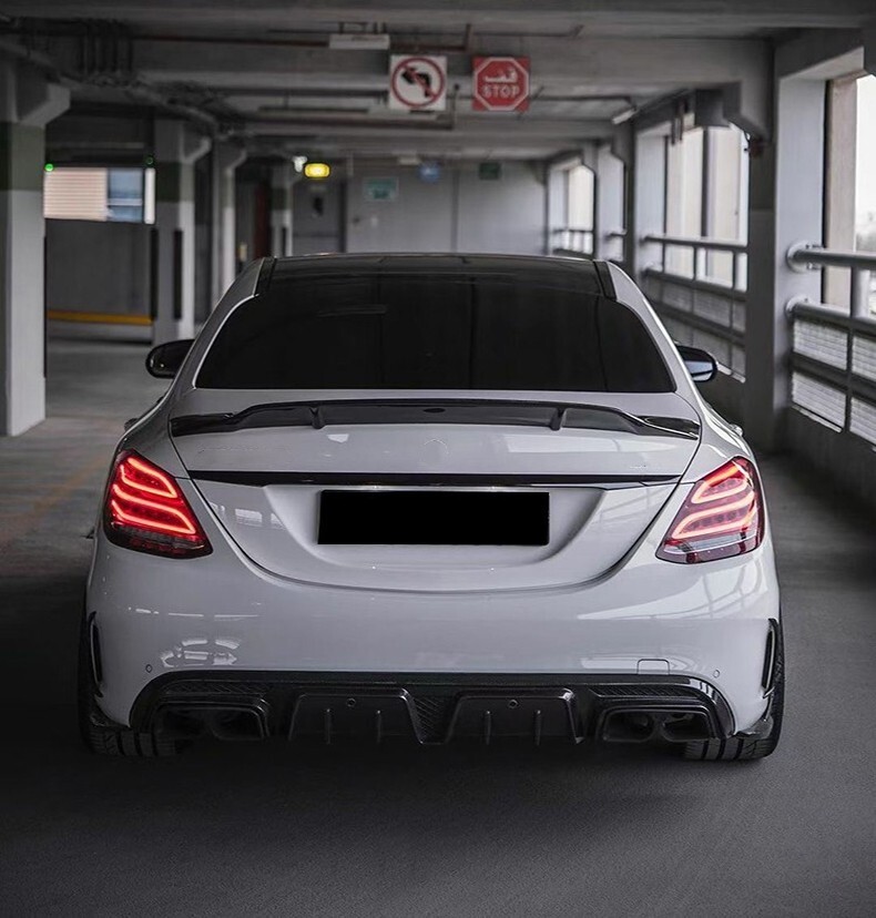FOR 08-14 BENZ W204 C250 C300 C63 DUCKBILL TRUNK SPOILER WING Carbon ...