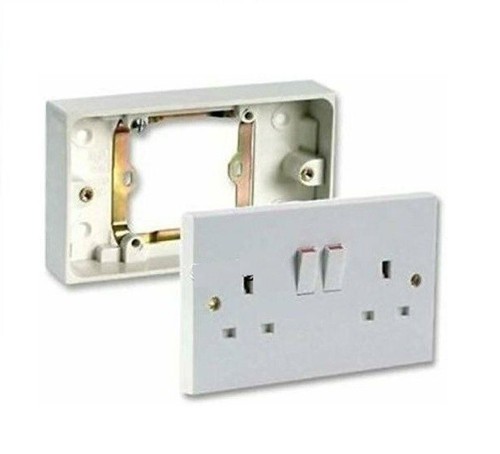 Single To Twin Socket Converter back Box with Double Gang Switched ...