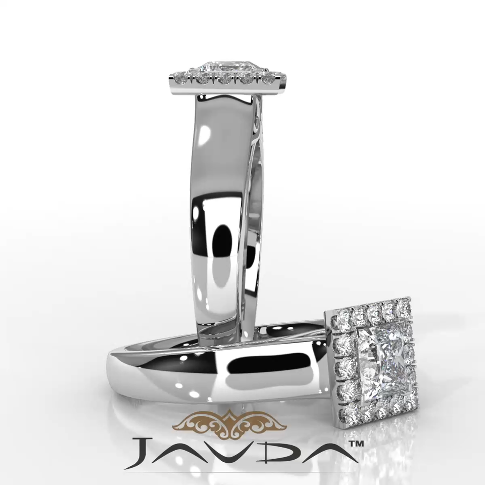 Princess Diamond U Pave Filigree Shank Engagement Ring GIA I Color SI1 ...