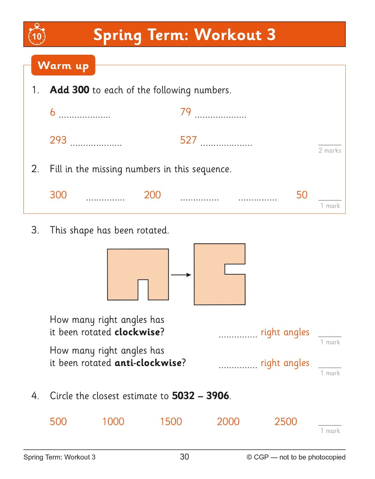 KS2 Year 4 Maths English 10 Minute Weekly Workouts with Answer Ages 8-9 ...