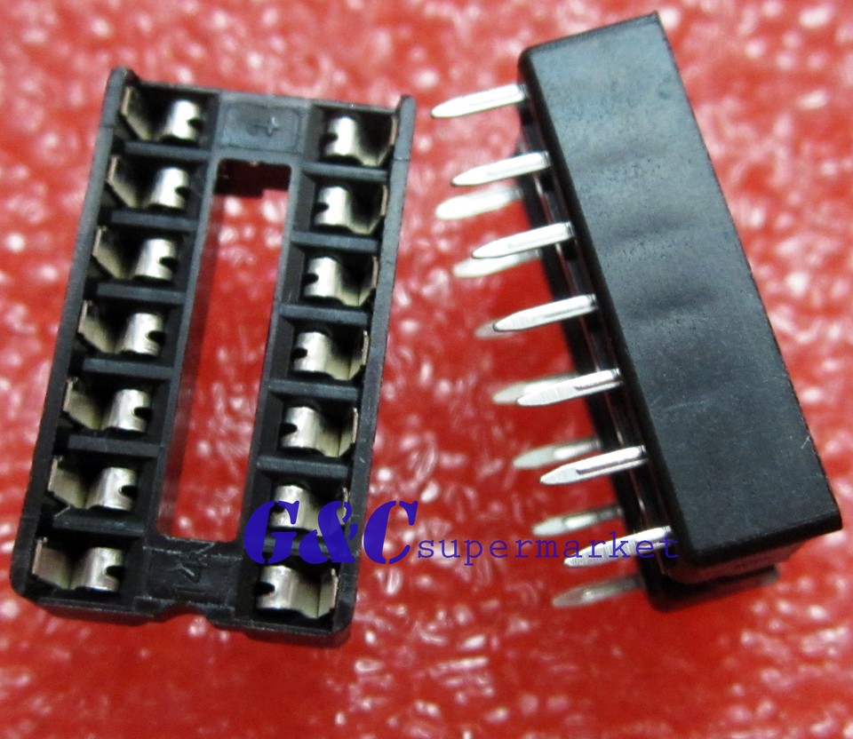 10PCS 14-Pin 14pins DIL DIP IC Socket PCB Mount Connector NEW GOOD ...