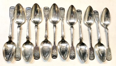 Antique Vintage Russian Imperial 12 Silver Galvanized Melchior Spoons ...
