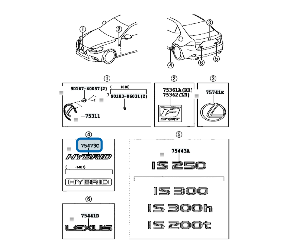 75473-53050 LEXUS IS Right Body Side Plate 7547353050 New Genuine OEM ...