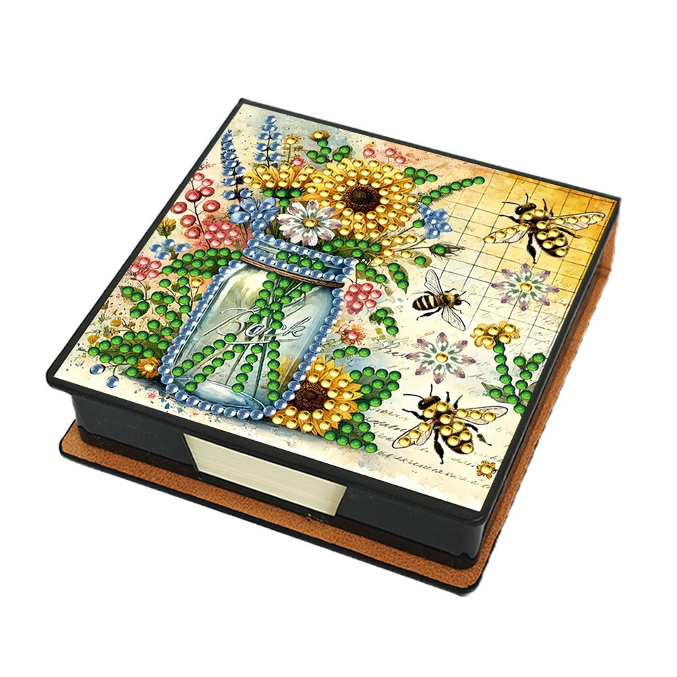 Birds Leather Gem Art Sticky Note Holder Gem Painting Memo Pad Holder ...
