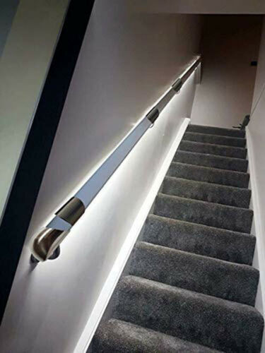 LED Handrail Kit Lighting Mopstick Rail Banister Chrome end caps ...