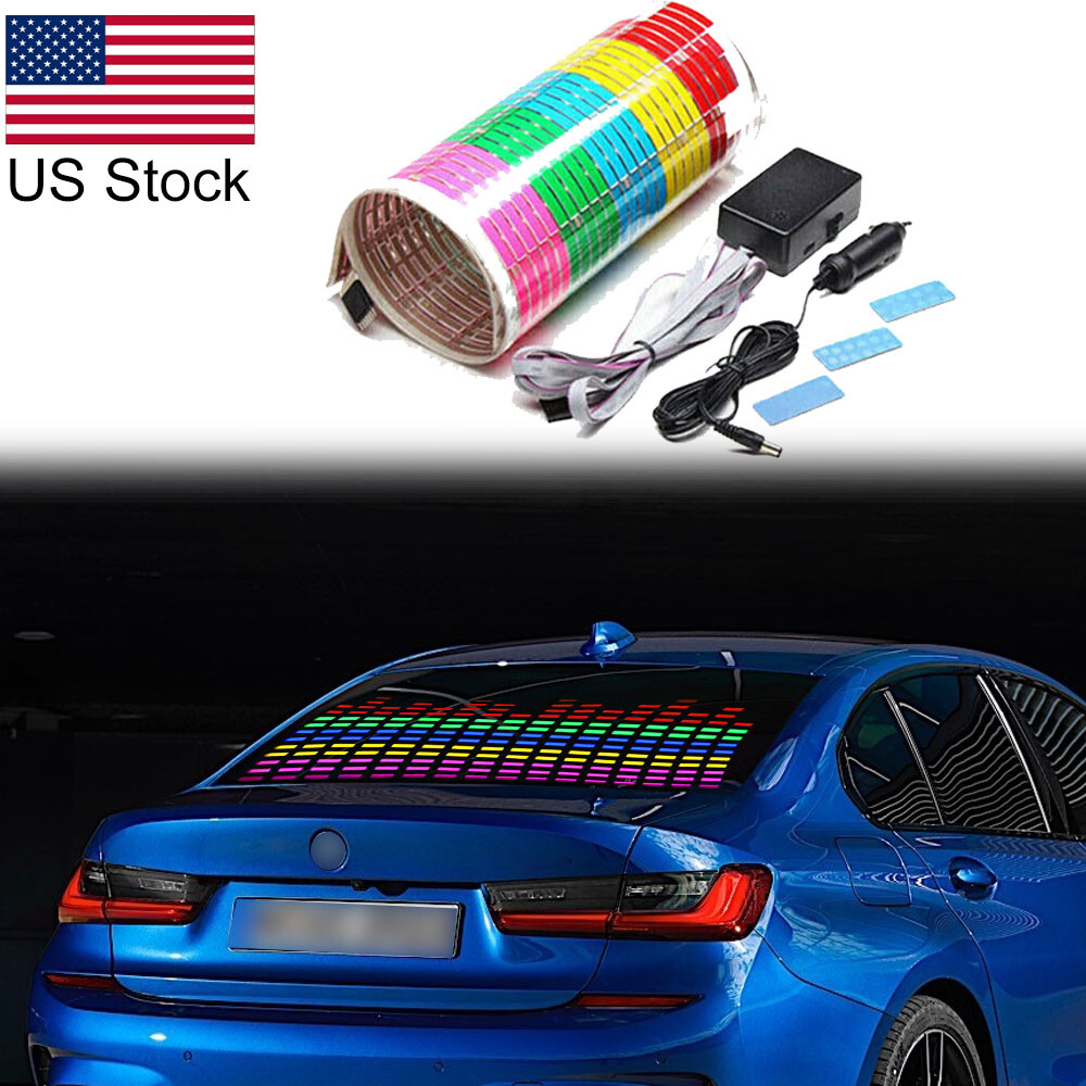 17" Universal Car Rear Windshield LED Sticker Light Music Rhythm Sound ...