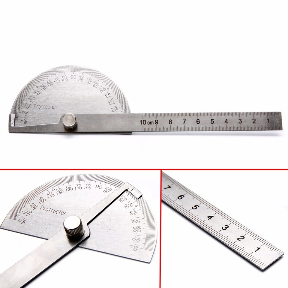 Stainles Steel 180 degree Protractor Angle Finder Arm Measuring Ruler ...