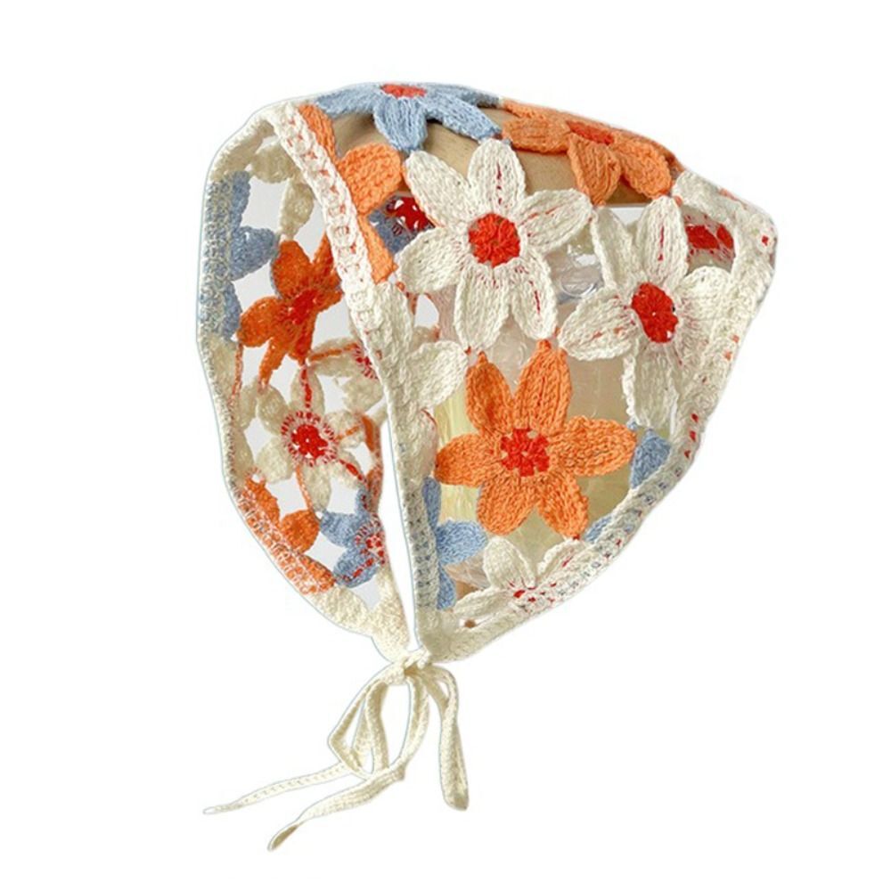 French Retro Crochet Triangle Headscarf Triangular Turban Scarf Women ...