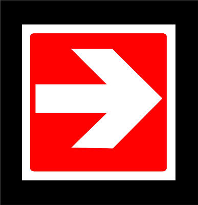 FIRE DIRECTIONAL ARROW sign or sticker 2 sizes safety equipment way out ...