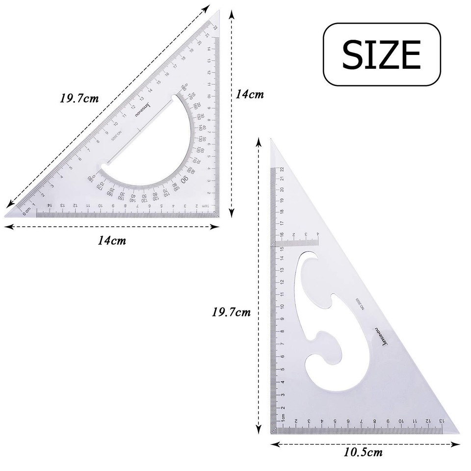 Large Triangle Ruler Square Set 30/60 and 45/90 Degrees Set of 2 | eBay
