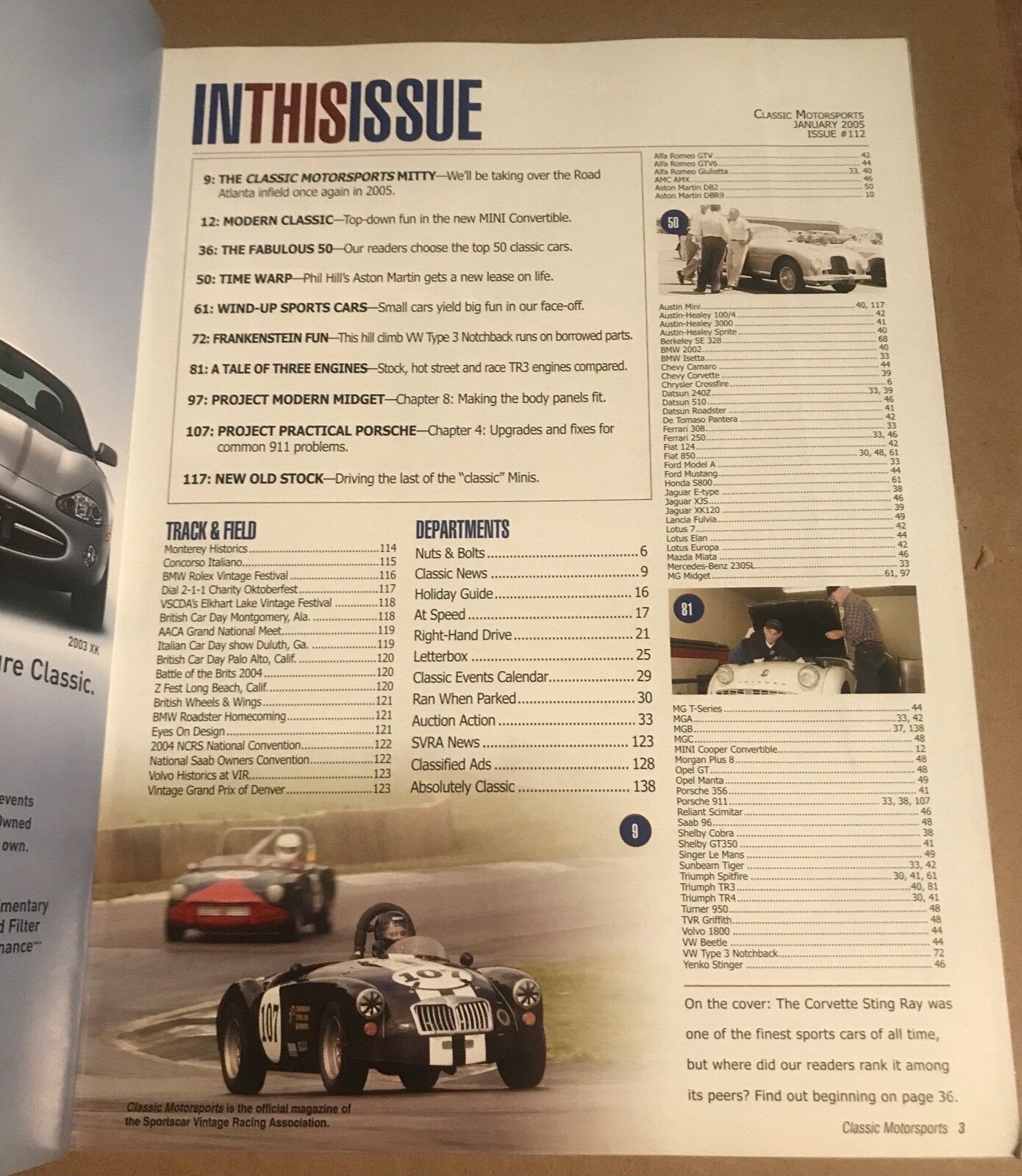 Classic Motorsports January 2005 MG Midget, Porsche 911,Spitfire, Fiat ...