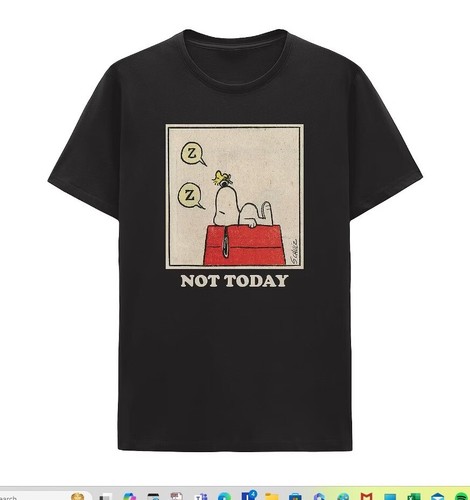 New Peanuts SNOOPY "Not Today" Short-Sleeve Graphic T-Shirt Black Large ...