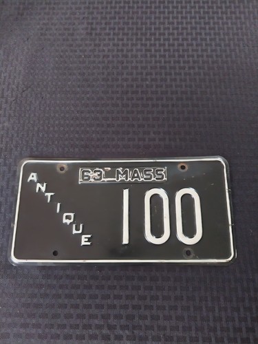 Vintage 1963 Massachusetts "Antique" License Plate, Great Number 100 | eBay