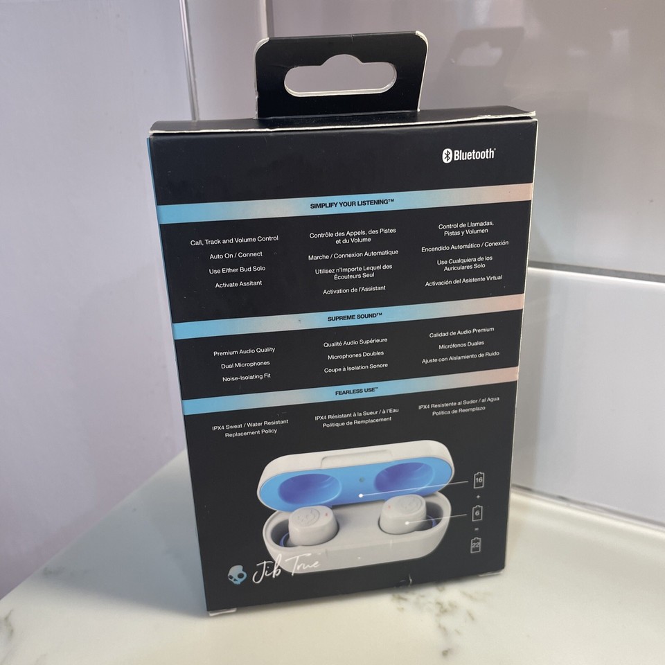 Skullcandy Jib Grey Blue True Wireless Headphones In-Ear Earphones open ...