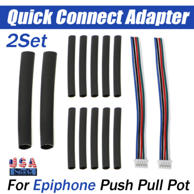 For Epiphone Push Pull Pot Pickup Connectors Pro Plug 2 x Quick Connect ...
