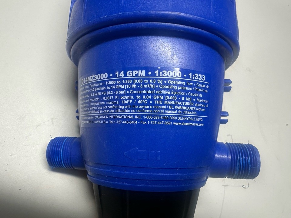 Dosatron D14MZ10 Water Powered Doser 14 GPM 3m/h .03-0.3% 3/4 | eBay