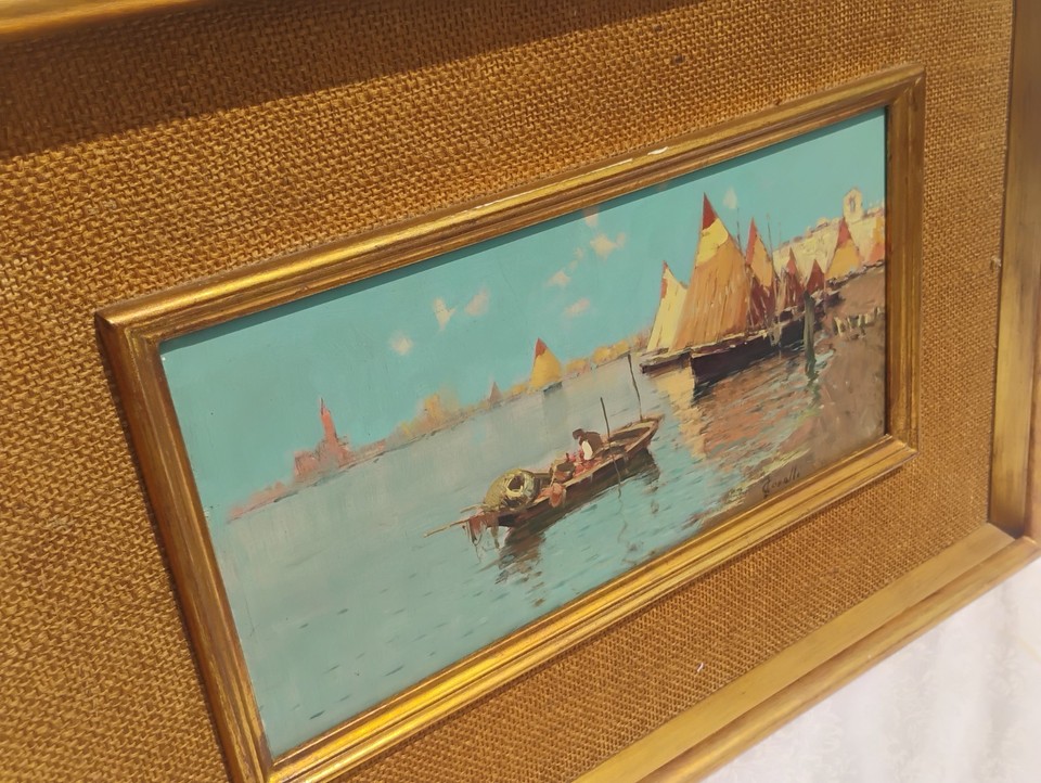 Augusto Corelli Oil on board painting, Gold painted Frame 25.5in x 18in ...