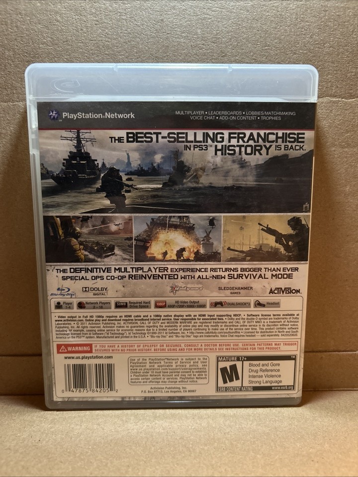 Call of Duty MW3 (PS3) CIB Complete w/ Manual & Disc ~ War Never Ends ...