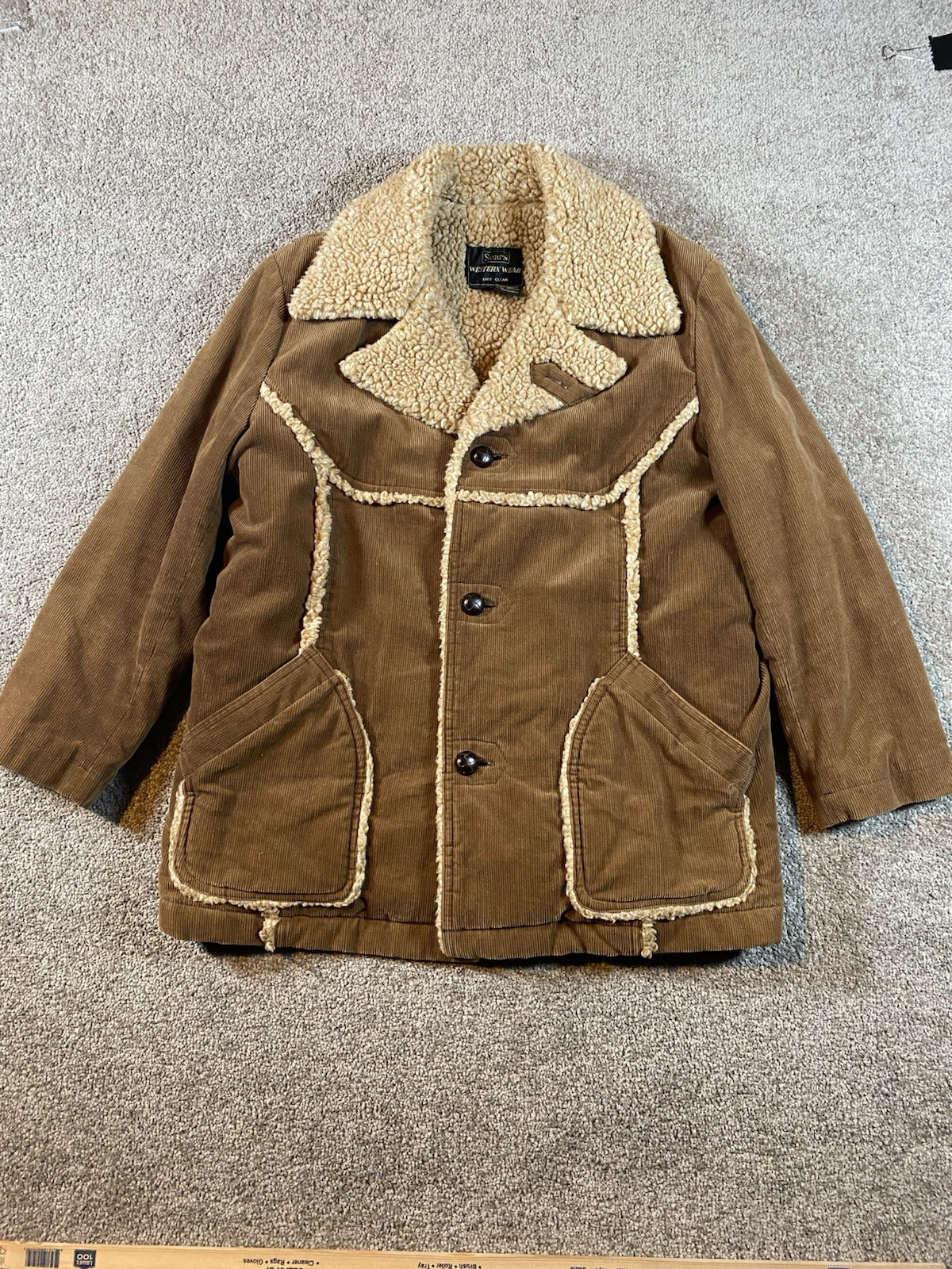 Vintage Corduroy Sears Western Coat Sherpa Lined Brow… - Gem
