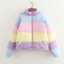 Women Girl Puffer Coat Jacket Rainbow Striped Hooded Padded Winter ...