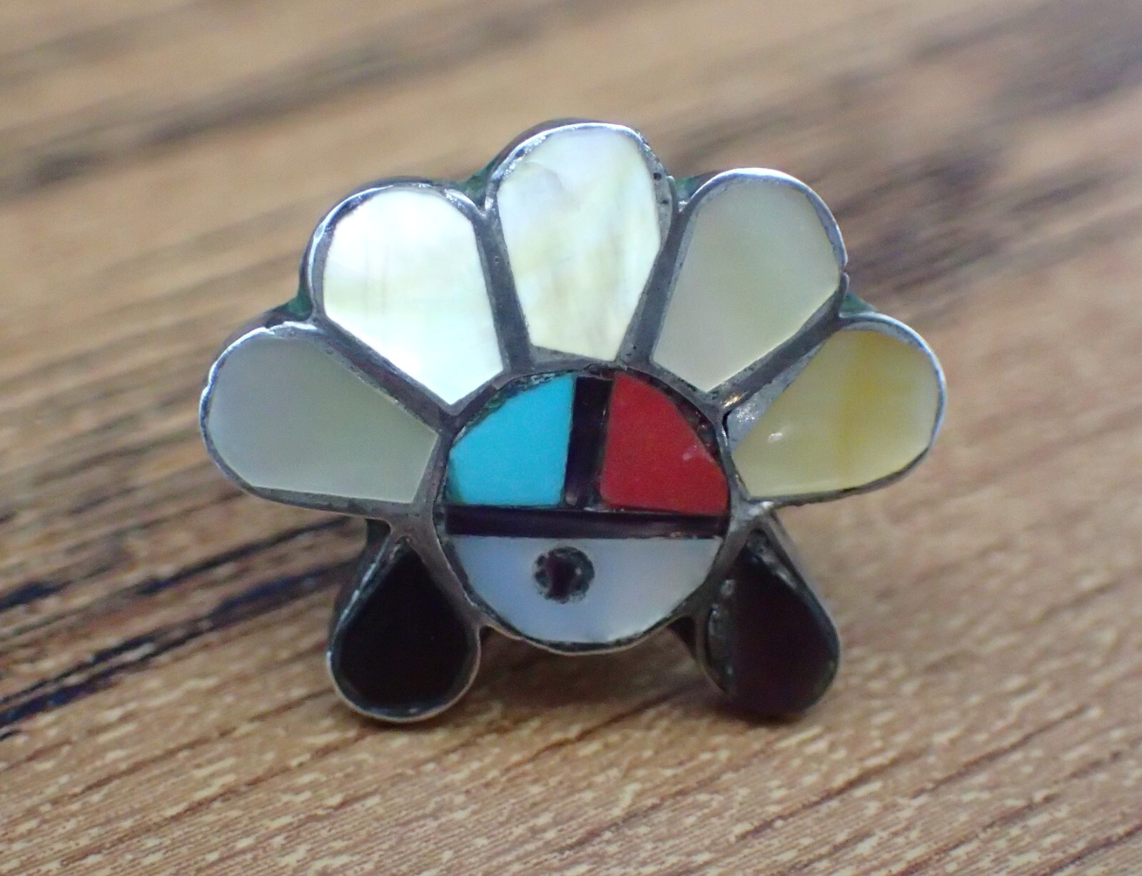 Zuni Sunface pin. Old Pawn Jewelry. - Gem