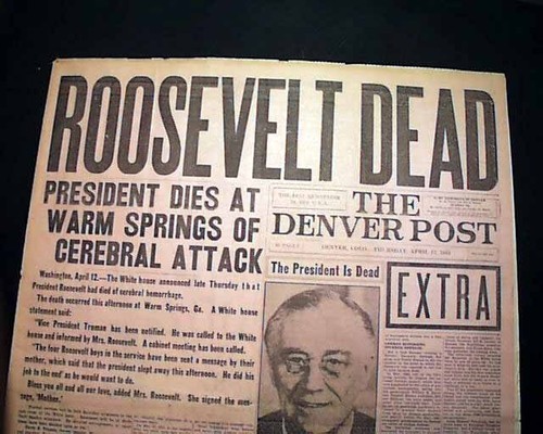 Great President FDR Franklin D. Roosevelt Warm Springs GA Death 1945 ...