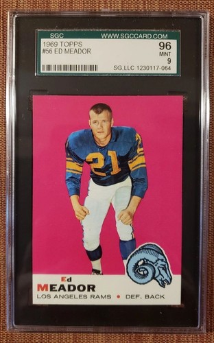 1969 Topps #56 Ed Meador Los Angeles Rams Original Football Card SGC 9 ...
