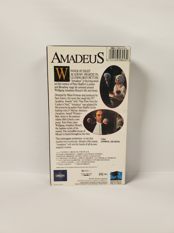 Amadeus 1993 VHS Movie Tape Brand New Factory SEALED Academy Picture ...