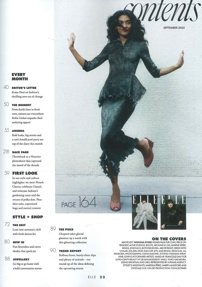 Elle Magazine: Winona Ryder, Olivia Dean, Neneh Cherry, Robin Givhan ...