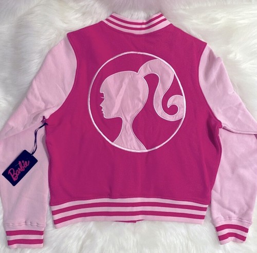 Barbie Embroidered Cozy Warm Pink Women's Varsity Jacket Medium New ...