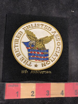 RETIRED ENLISTED ASSOCIATION 35th ANNIVERSARY Bullion Thread Patch ...