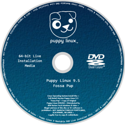Puppy Linux 9.5 Installation Disc: BOOTABLE, LIVE FOSSA PUP LITE LINUX ...