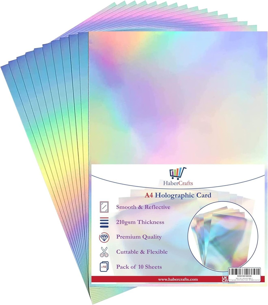 Holographic Paper Sheets 5 Sheets A4 Premium Holographic Oyster Pink