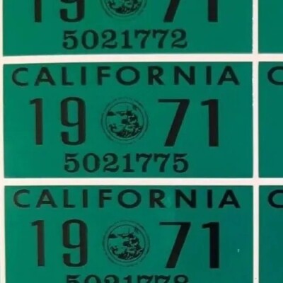 1971 California License Plate Registration Sticker, decal, YOM, CA DMV ...