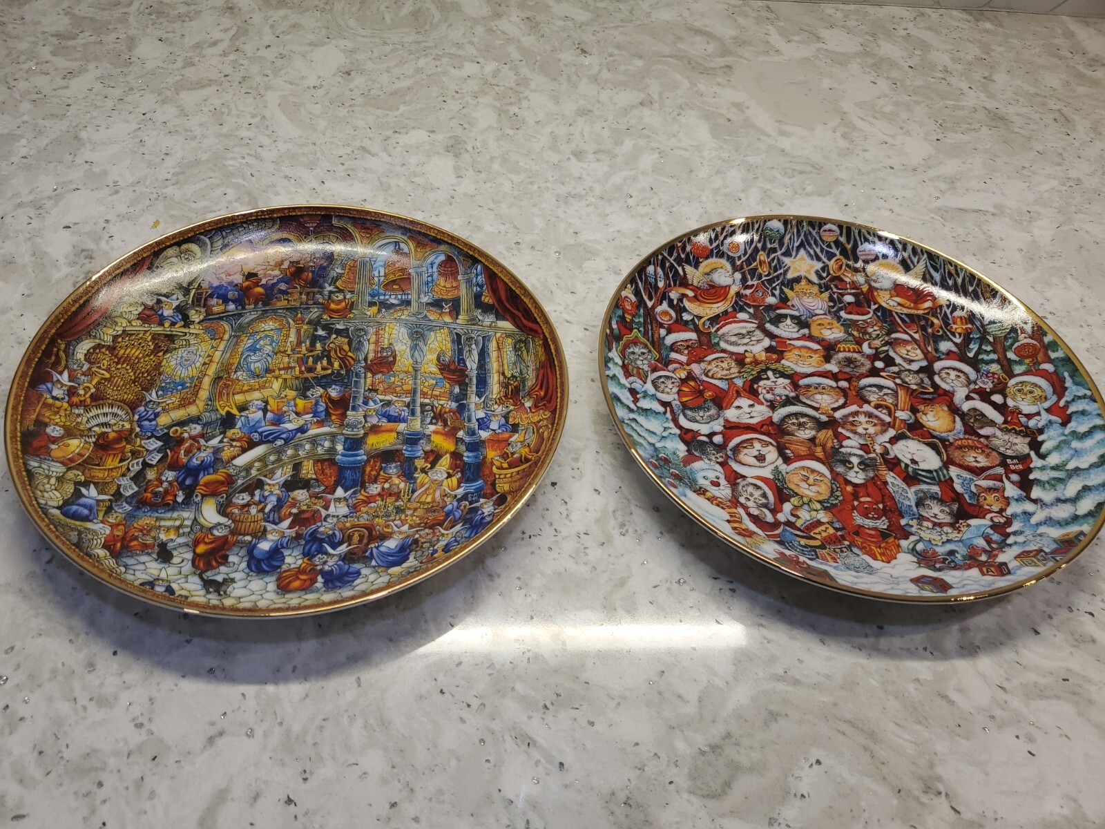 Franklin Mint Lot of 2 Santa Claws & Holy Cats Christmas Plates By Bill ...