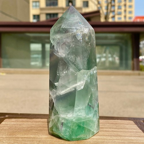 461G atural color fluorite quartz Crystal obelisk Point Healing Wand | eBay