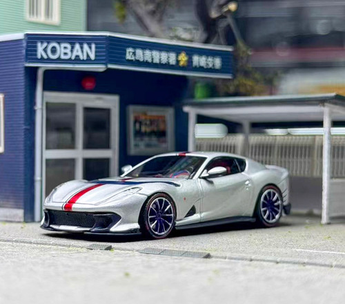 TOC 1:64 Silver Red Stripe 812C Coupe Sports Model Diecast Metal Car | eBay