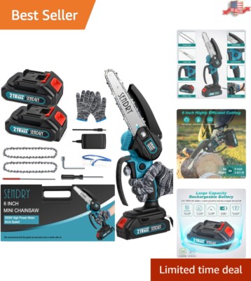 SENDRY 6-Inch Cordless Mini Chainsaw - Lightweight Electric Saw for ...